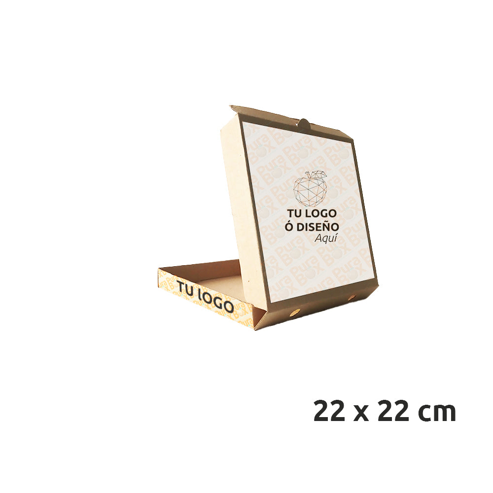 Caja de cartón Kraft para Pizza | Personalizadas 22 x 22 cm – Purabox